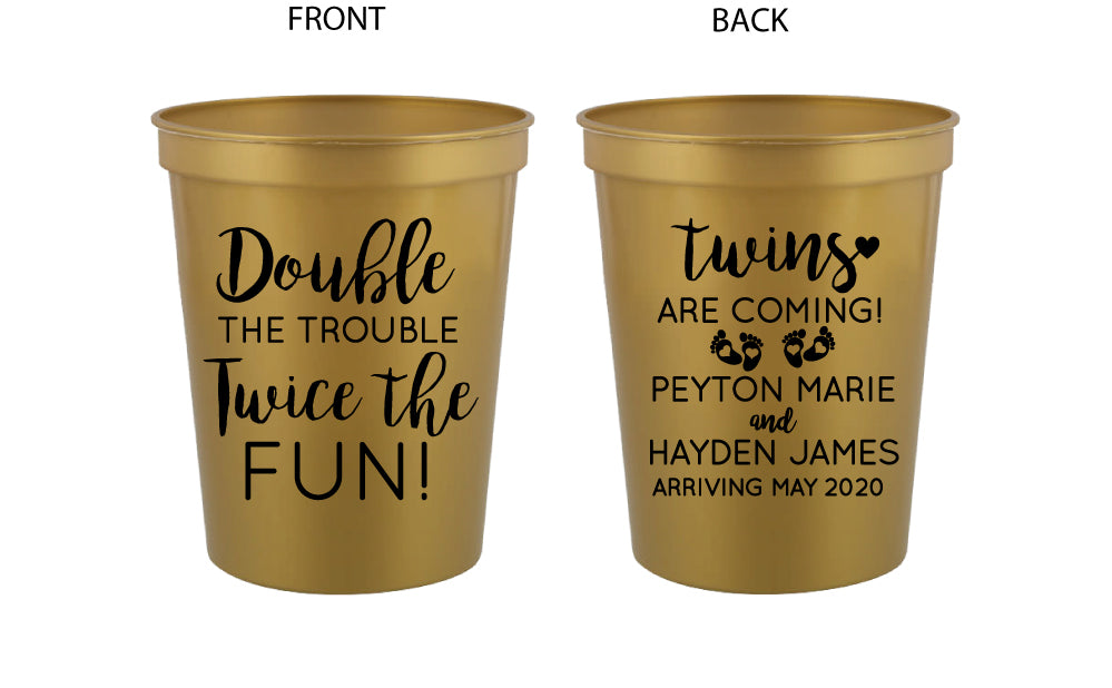 Twin baby shower cups, personalized twin baby shower favors in bulk ...